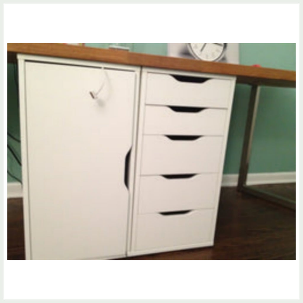 Mini computer table - small space workstation - multiwood